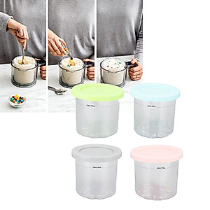 Dweekiy Ice Cream Cans, 4Pcs Plastic Ice Cream Pints Containers Replacement for NC299AMZ NC300s Series Creami Ice Cream Makers