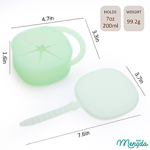 Mengdababy Snack Cups for Toddlers, Baby Snack Containers, 100% Food Grade Silicone with No Fillers, Square See-thru Snack Holder with Attached Lid, BPA Free Blue Pink 7oz