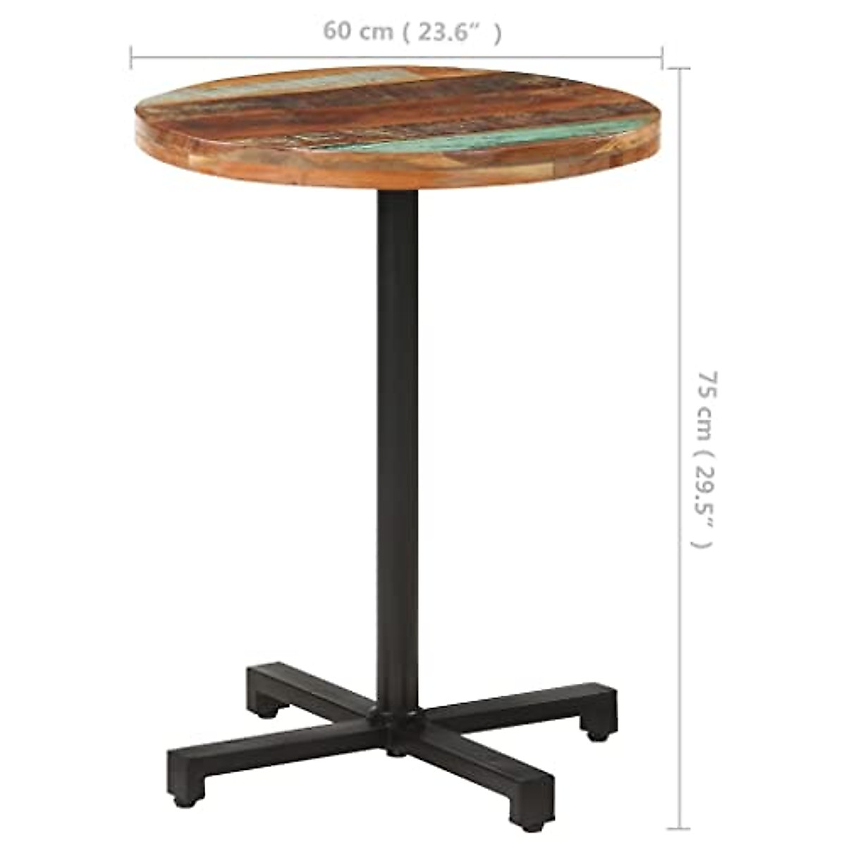 WHOPBXGAD Bistro Table Round,Wooden bar Table, Kitchen Table Suitable for Living Room, Dining Room, Bistro Table,Ø23.6"x29.5" Solid Reclaimed Wood