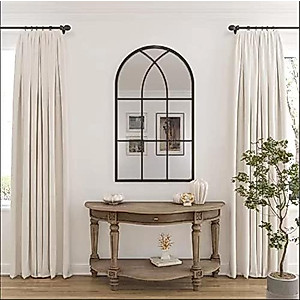 ironsmithn Arched Mirror, 41.3"x24" Windowpane Mirror, Window Finished Metal Mirror, Black Grid Mirror for Decor Living Room Fireplace Entryway Bedroom Hallway