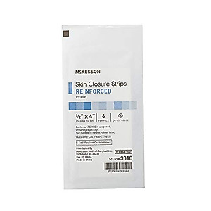 McKesson Skin Closure Strips, Sterile, Reinforced, 1/2 in x 4 in, 50 Count