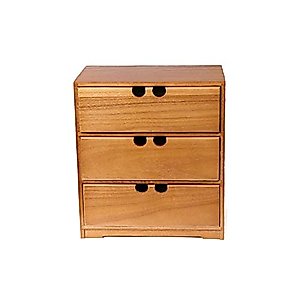 BIZOLE Desktop File Cabinet, Multilayer Wood Desktop Organizer Storage Box with Drawers for Monitor Stand/Printer Platform (Size : 3 Layer)