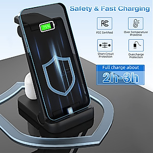 Charging Station for Apple Multiple Devices, １８𝐖 𝐅𝐨𝐥𝐝𝐚𝐛𝐥𝐞 ３ 𝐢𝐧 １ Charger Dock Stand for iPhone 14 Pro Max/13/12/11/X/8 Plus, Fast Charger Station Suitable for iPhone, iWatch, AirPods