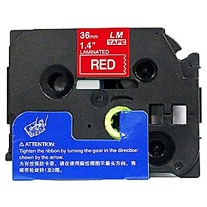 6/Pack LMe465 Premium 1.5" White Print on Red Label Tape, Compatible with Brother TZe-465 P-Touch Tape 36mm Laminated Replacement Label Tape.