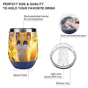 Foxes Insulated Tumbler with Lid Stainless Steel Coffee Mug Cute Wine Tea Water Cup Blue-style