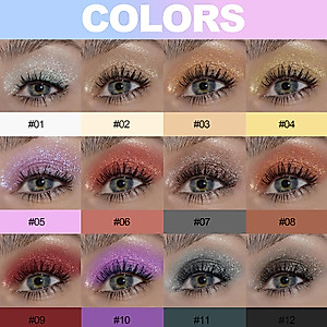 Quxunzzz Liquid Glitter Eyeshadow,Liquid Glitter Eyeliner Metallic Glitter Shimmer Eye Looks Waterproof Long Lasting Quick-Drying Sparkling（05#）