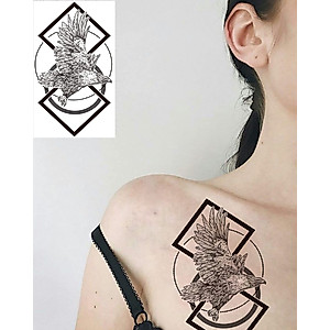 Ooopsiun 12 Large Sheets Eagle Temporary Tattoos For Men Kids, Cool Waterproof Body Fake Tattoo Sticker for Aldult 3D Eagle Large Arm Tattoos