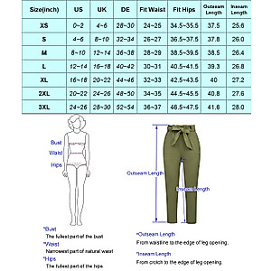 GRACE KARIN 2 Pack Women's Pants Elastic High Waist Belted Casual Pencil Dressy Paper Bag Pants with Pocket Light Gray+Black L