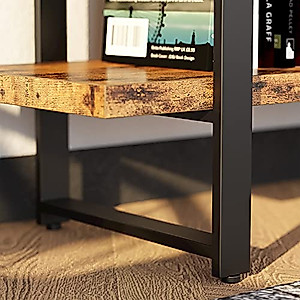 IRONCK Industrial Bookshelf and Bookcase Double Wide 5 Tier,Book Cases Wood and Metal Bookshelves for Home Office, Easy Assembly, Vintage Brown