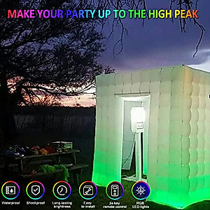 Inflatable Photo Booth Enclosure, 8.2 x 8.2ft Portable 16 Colors LED Dimmable Shooting Photobooth Tent Kit with 2 Doors and Inner Air Blower, Remote Controller, Carry Bag