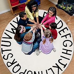 HiiARug ABC Large Area Rug for Nursery Soft Kids Play Mat Round Educational Alphabet Floor Area Rugs Non-Slip for Children Toddlers Nursery Bedroom Living Room