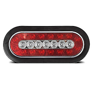Partsam 2 Pcs 6" inch Oval Truck Trailer Led Tail Stop Brake Lights Taillights Running Red and Amber Parking Turn Signal Lights, Sealed 6 inch Oval led Trailer Tail Lights w reflectors Flush Mount