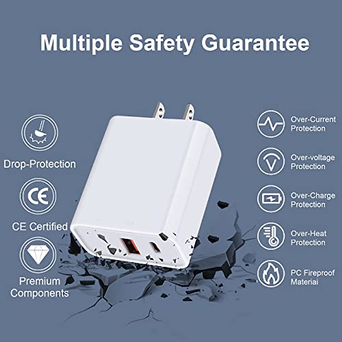 [Apple MFi Certified] iPhone Fast Charger,2Pack 20W Dual Port PD3.0 USB-C + USB-A Power Delivery Wall Charger Block Plug for iPhone 14/13/13Pro Max/12 Mini/12 Pro Max/11/XS/XR/X/8,iPad,AirPods Pro Max