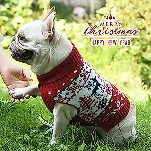 UETZLTB Dog Christmas Sweater Soft Warm Fall Winter Turtleneck Knitted Puppy Clothes Cute Reindeer Ugly Xmas Doggy Sweatshirts Vest Pet Clothing for Small Medium Large Dogs Cats Boy Girl(Red,XS)