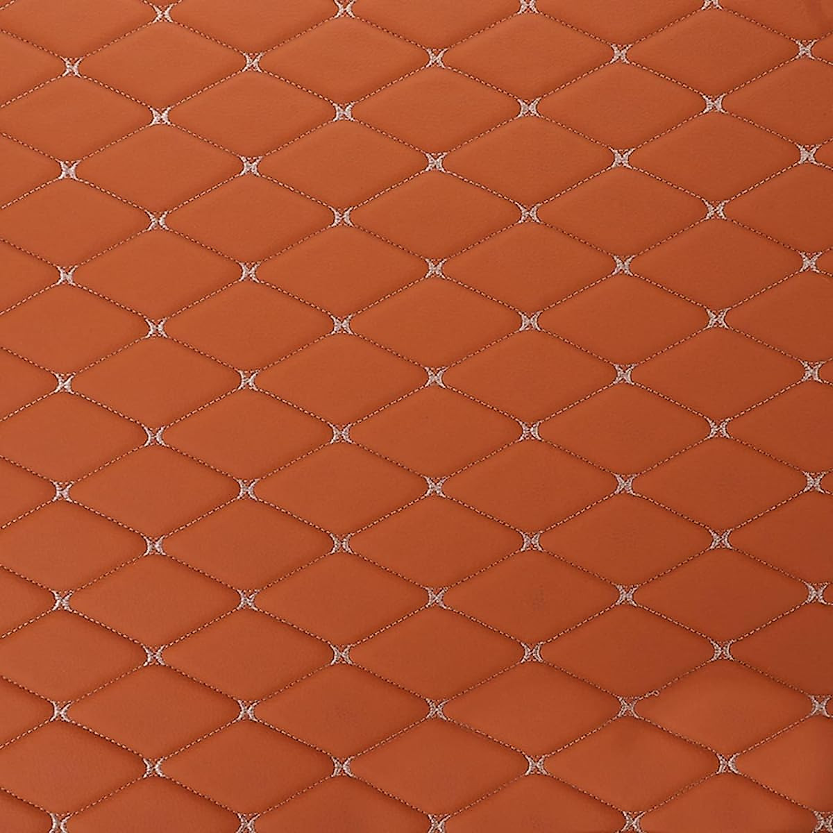 LANOBA Diamond Faux Leather Vinyl Quilted Foam Fabric with 1/4" Thick Foam Backing for Upholstery Car Headliner Headboards Furniture DIY Projects,60" x 39.37" (Brown)