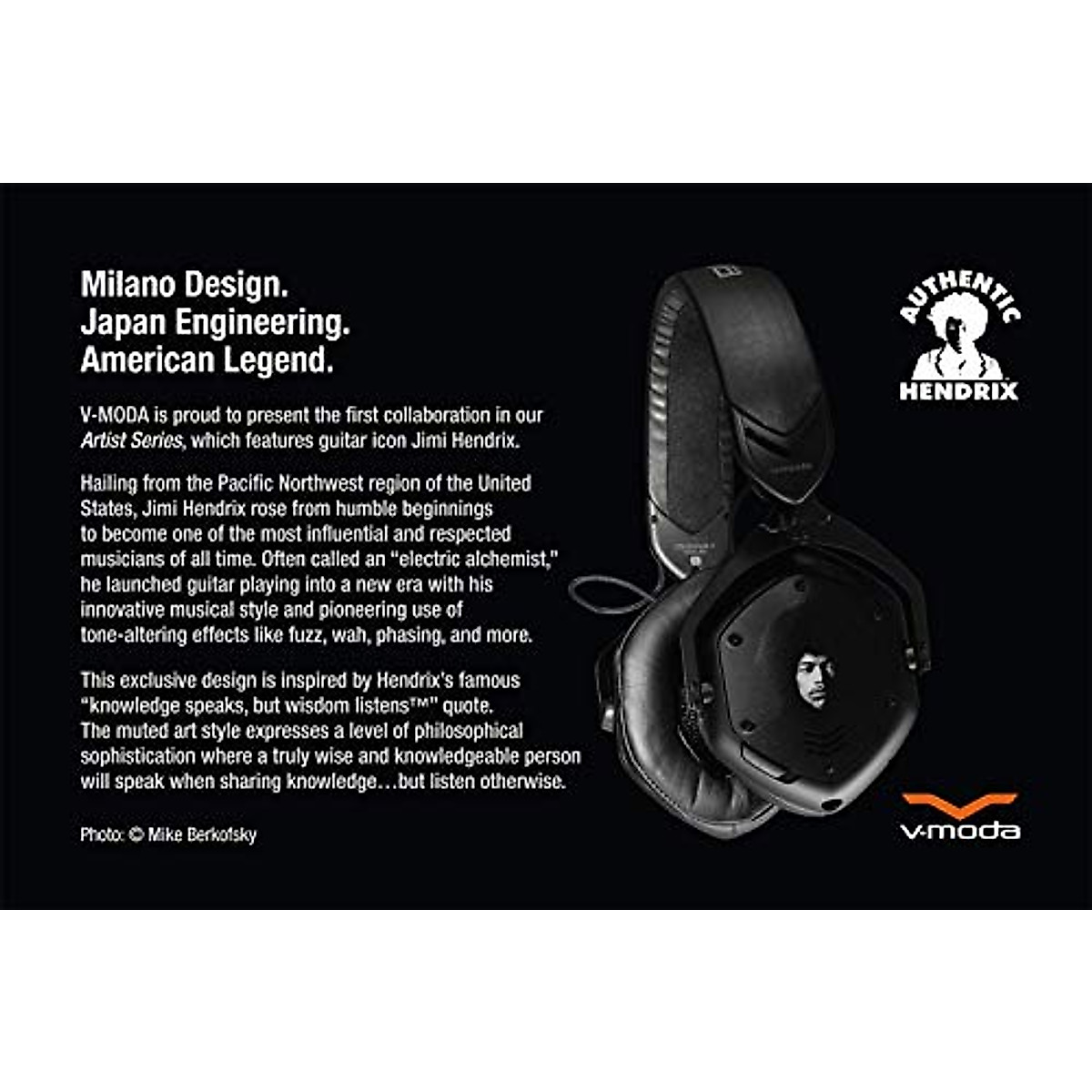 V-MODA x JIMI HENDRIX Special Edition Wireless Bluetooth Headphones: WISDOM Over the Ear Headset with Mic, Up to 14 Hours of Playback (Amazon Exclusive)
