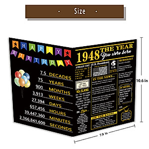 OJsensai Cheers to 76th Birthday Card for Him Her, Cool Gifts for 76 Year Old Woman Man, Giant 1948 Card for Husband Wife, Funny 76 Bday Gift Ideas for Mom Dad, Back In 1948