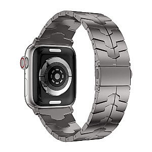 LDFAS Compatible for Apple Watch Band 49mm 45mm 44mm, Titanium Metal Watch Bands with Enhanced Durability Version Compatible for Apple Watch Ultra/SE, Apple Watch Series 8/7 Band, Silver