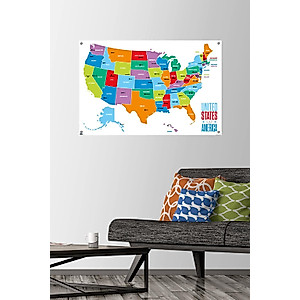 Trends International Map - United States of America 2022 Wall Poster with Pushpins