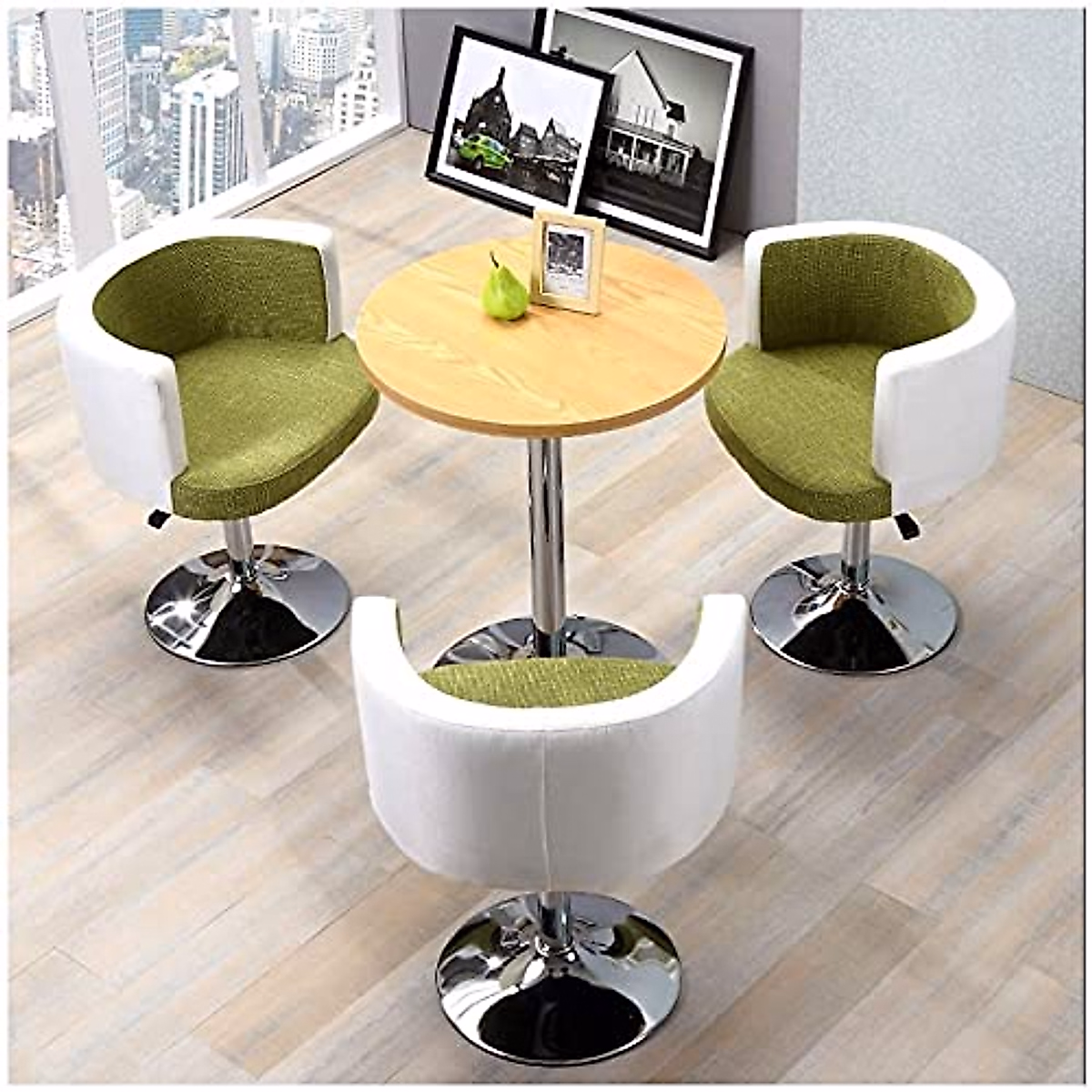Conference Reception Room Coffee Table with Chair, Dining Room Furniture Chair Lift Cloth 65cm Round Table Cafe Balcony Hotel European Modern Office (Color : Gray White) (Color : Blue White) (Green Wh