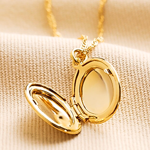 Modern Moments Gold Locket Necklace For Women - Oval Locket Pendant Necklace With Picture Inside - 16-18"