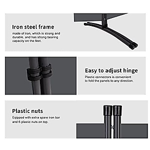 JVVMNJLK Indoor Room Divider,Portable Office Divider,Convenient Movable(3-Panel),Folding Partition Privacy Screen for Bedroom,Dining Room, Study,102" W x 19.7" D x 71.3" H,Dark Gray