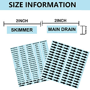 Pool Equipment Identification Labels Waterproof PVC Sticker Labels for Swimming Pool, Spa Equipment, Plumbing, & Piping Parts 1/2 x 2 Inch 125 Pcs Adhesive Labels (Swimming Pool, Blue)