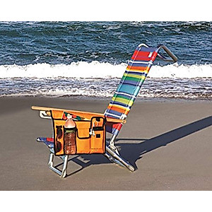 Beach Chair Armrest Bag Handy Pockets Shoreline Tote Bag Outdoor Chair Organizer Hanging Storage Bag Pouch Shoulder Side Bag for Camping (Black)