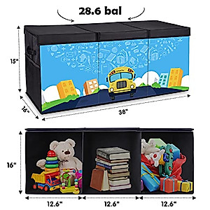 Wdmiya Large Toy Box, Toy Organizers and Storage With Collapsible Lid & Handles, Toy Chest for Kids Extra Large Playroom, Living Room, Nursery, Closet, Car Trunk, Brithday Gift for Boys & Girls