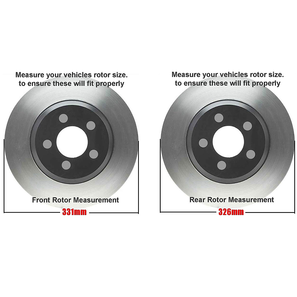 Detroit Axle - 4WD Brake Kit for 99-04 F-250 F-350 Super Duty 00-05 Ford Excursion Drilled Slotted Brake Rotors Ceramic Brakes Pads Front Rear Replacement : 13.03" Front and 12.83" Rear Rotors, 8-Lug