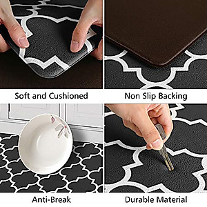 KMAT Kitchen Mat [2 PCS] Cushioned Anti-Fatigue Floor Mat, Waterproof Kitchen Mats and Rugs Heavy Duty PVC Ergonomic Comfort Standing Foam Mat for Kitchen, Floor Home, Office, Sink, Laundry,Black