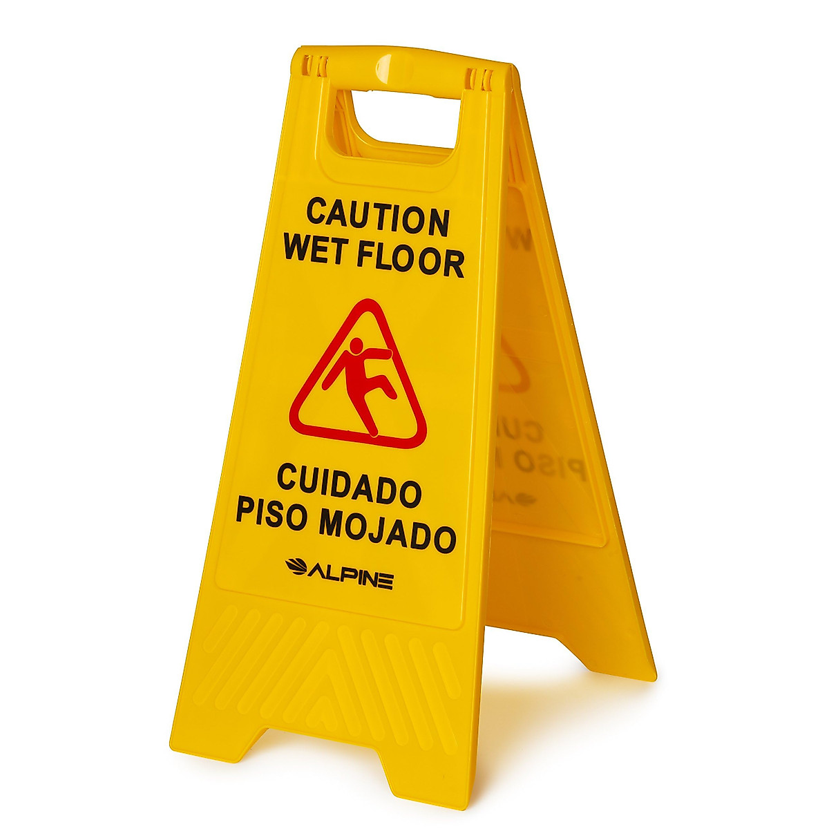 Alpine 24 Inch Caution Wet Floor Sign, High Visibility Yellow Caution Slippery When Wet Sign - Bilingual Safety Warning Sign to Easily Avoid Slippery Accidents in Businesses & High Traffic Areas