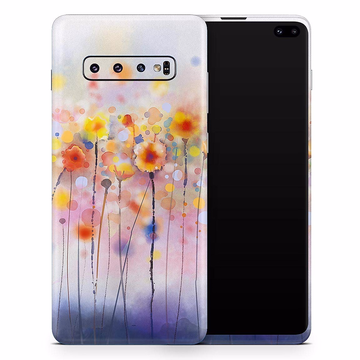 DesignSkinz Drizzle Watercolor Flowers V1 Protective Vinyl Decal Wrap Skin Cover Compatible with The Samsung Galaxy S20 (Screen Trim & Back Glass Skin)