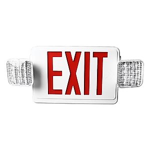 Led Exit Signs With Emergency Lights, Emergency Exit Sign AC85 to 265V With 2 Emergency Light for Schools, Churches, Hospitals