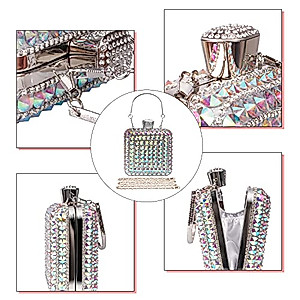 Evening Bag Clutch Purses for Women,Ladies Sparkling Party Handbag Wedding Bag (AB-sliver)