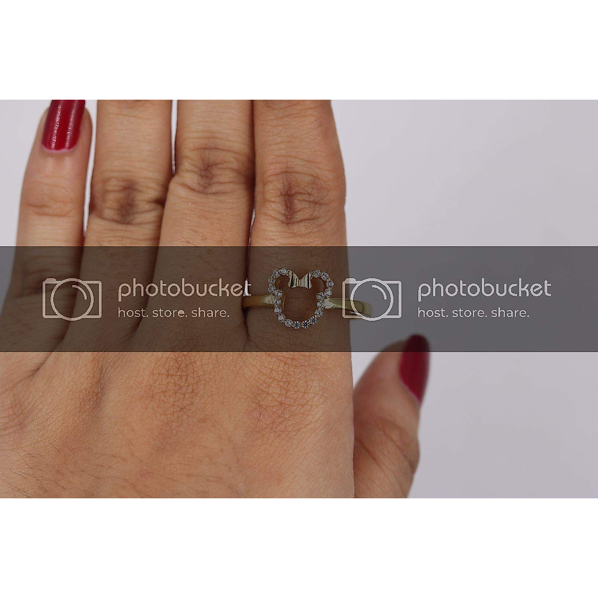 dazzlingjewelrycollection 0.25TCW Mickey Mouse & Minnie Mouse Round Swarovski Cubic Zirconia 14k Yellow Gold Over Sterling Silver Engagement Ring for Women's