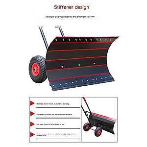 Snow Plow Snow Dump Snow Shovel with Wheels, Shovel Wheeled Snow Pusher Angle & Height Adjustable Wheeled Snow Plow Hand Pushed Snow and Ice Scoop Double Pole: 74 * 42 cm