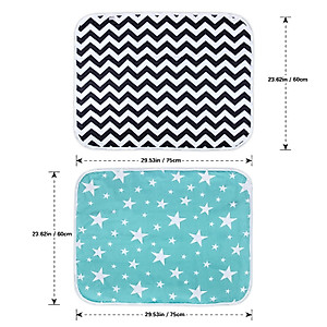 2Pcs Diaper Changing Pads for Baby, Portable Change Mat, 3Layers Waterproof Change Pad Foldable Absorbent Mats for Women, Reusable Incontinence Underpads for Patient 24''x30''