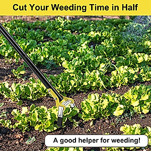 Hoe Garden Tool, 62Inch Weeding Loop Stirrup Hoe Tools for Garden, Scuffle Garden Hula Hoes with Adjustable Stainless Steel Long Handle for Weeding and Loosening Soil-Black