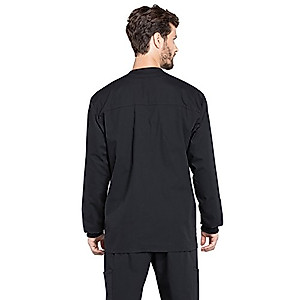 Cherokee Men's Snap Front Jacket with Long Sleeve Rib-Knit Collar and Cuffs Plus Size WW360, 2XL, Black