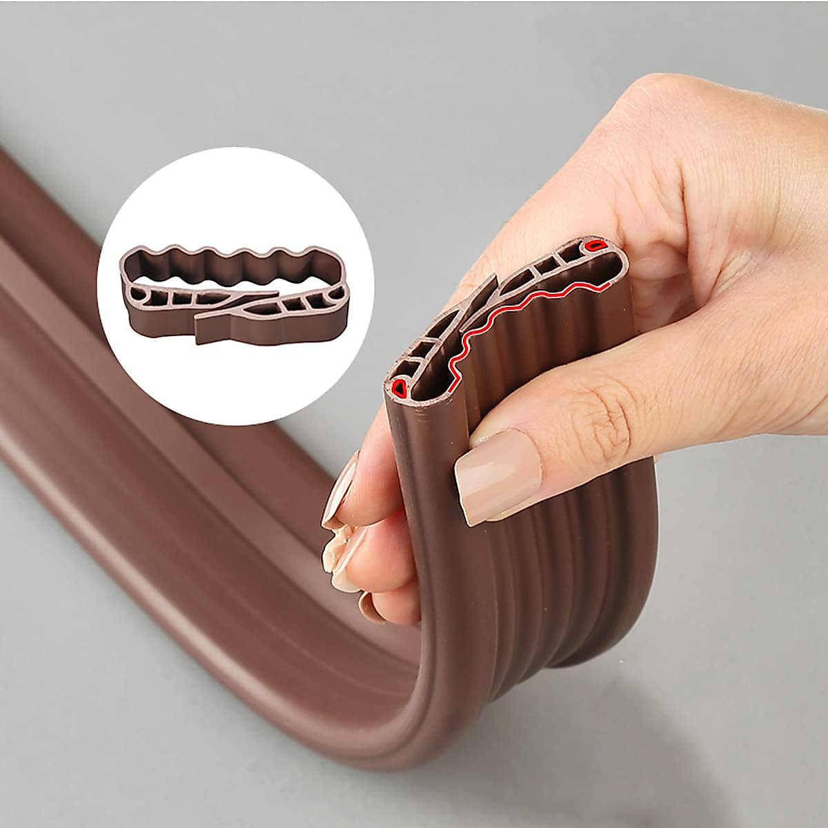 Door Draft Stopper Bottom Seal Strip Noise Blocker - Sweep Strip Under Door Draft Blocker, Soundproof Door Bottom Weather Stripping, for Block Wind, Light, Dust, and Noise (Brown)