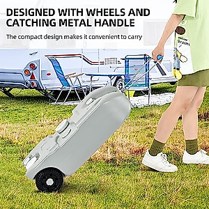 YITAHOME 10.6 Gallon Large Capacity Portable Water Holding Tank with Catching Metal Handle Odorless Tote for Camper with Large Wheels, Filling Port, Hose, Faucet, 2 Handles for Easy Carry & Fast Empty