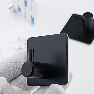 Voraus Adhesive Hooks Heavy Duty Wall Hooks Waterproof Stainless Steel Towel Racks for Bathroom Wall Hooks for Hanging 4-Packs (Matte Black)