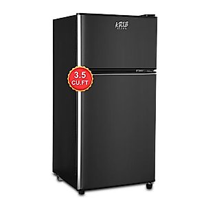 KRIB BLING 3.5 Cu.Ft Compact Refrigerator Mini Fridge with Freezer,7 Level Adjustable Thermostat Removable Shelves Small Refrigerator for Office Dorm Apartment Black