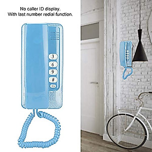 Bewinner Wired Corded Phone, Landline Phone Without Caller ID Display, Desktop Wall Phone for Home with Flash Function/Mute/Last Number Redial(Blue)