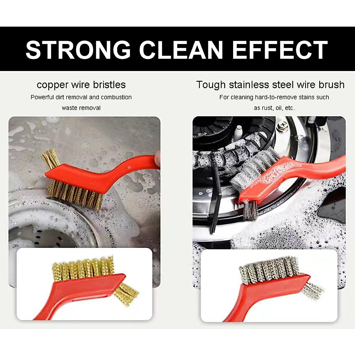 Rust Remover Brass Brush, 3 Pack Small Wire Brush Brass Wire Brush, Brass Brushes for Cleaning, Brass Brush Tool Rust Remover for Metal (Brass Steel Nylon Red)