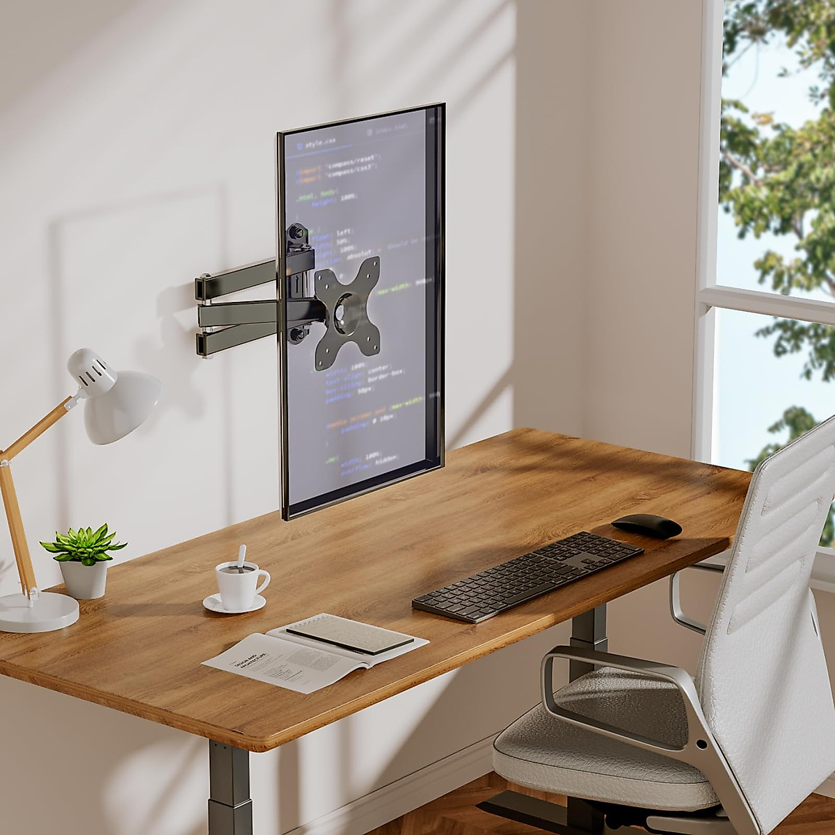 WALI TV Wall Mount Articulating LCD Monitor Full Motion 15 inch Extension Arm Tilt Swivel for Most 13 to 32 inch LED TV Flat Panel Screen with VESA up to 100x100mm (1330LM), Black