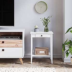 IDEALHOUSE Nightstand Wooden, 2-Tier Couch Sofa Side Table with Drawer - Stylish End Table for Living Room Bedroom Study Room