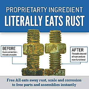 Free All Rust Eater Deep Penetrating Oil, Loosen Rusty Nuts & Bolts, Screws, Clamps, Pipes, 1.5 oz. Aerosol