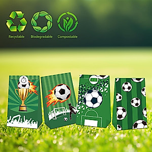 YIPAXEJE 12 Pack Paper Soccer Party Favor Bags - Ideal for Birthday Gift Bags, Snack Bags, and Party Favor Bags for Kids Birthday - Includes 12 Soccer Stickers for Customization